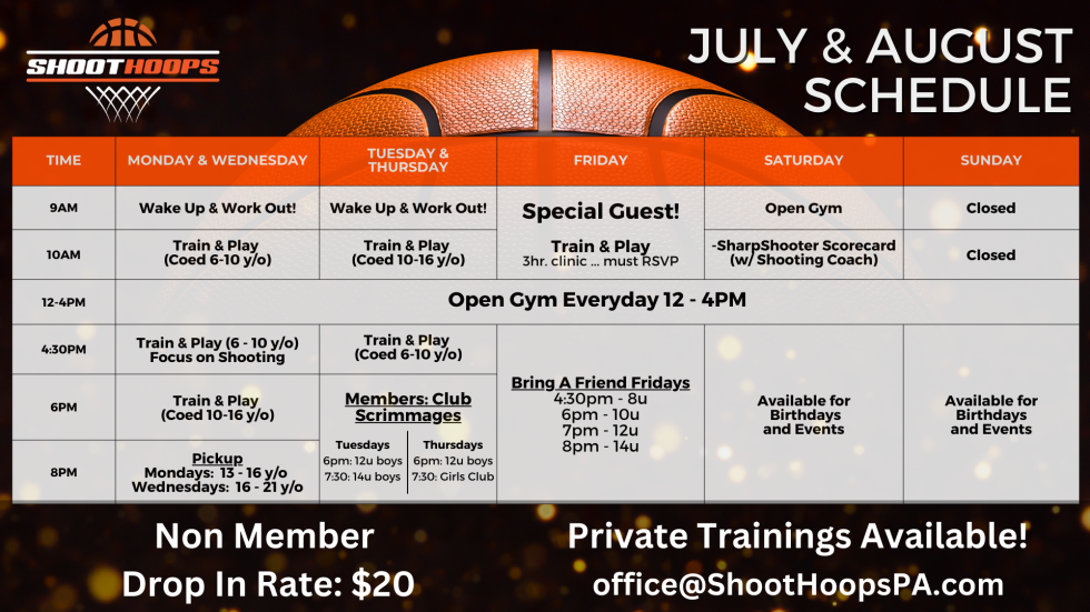 Schedules - Shoot Hoops PA