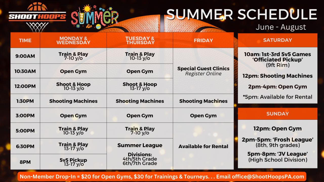 Schedules - Shoot Hoops PA