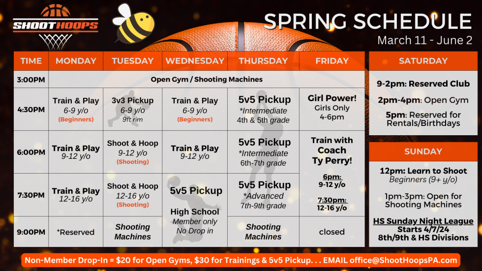 Schedules - Shoot Hoops PA