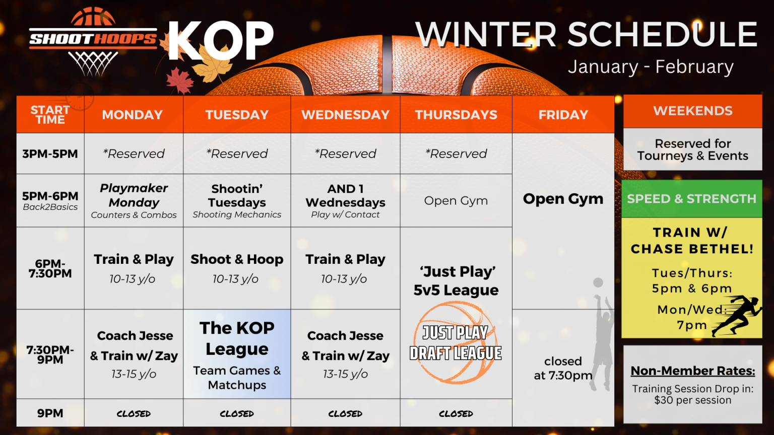 KOP Schedules - Shoot Hoops PA
